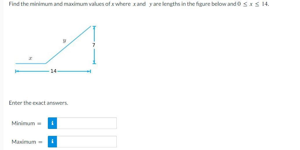 Solved Find the minimum and maximum values of x where x and | Chegg.com