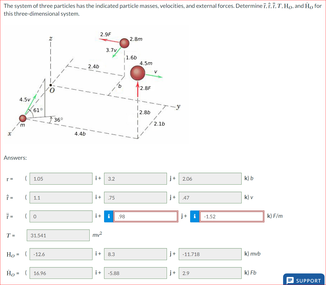 Solved The system of three particles has the indicated | Chegg.com