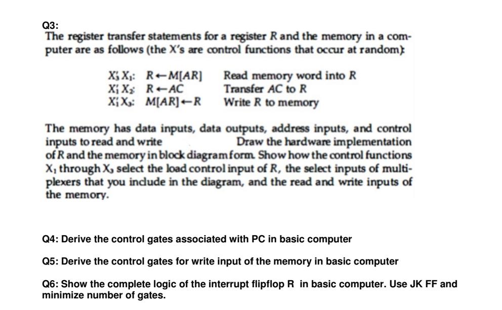 Solved Q3: The register transfer statements for a register | Chegg.com