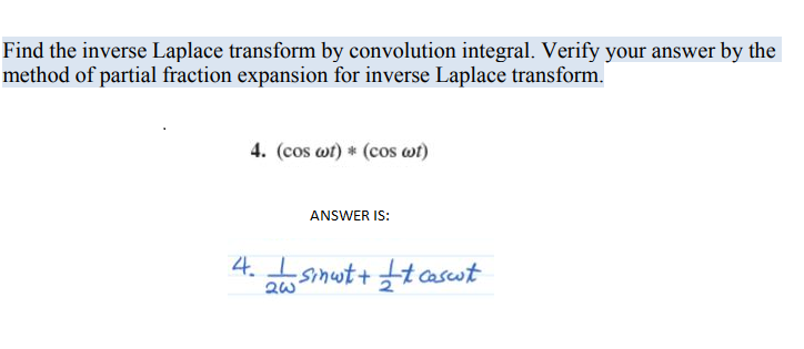 Solved Find the inverse Laplace transform by convolution | Chegg.com