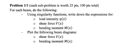 Solved Problem 1/1 (each sub-problem is worth 25pts,100pts | Chegg.com