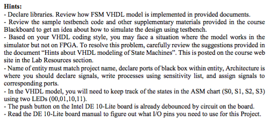 Using VHDL language, Quartus Prime software and Intel | Chegg.com