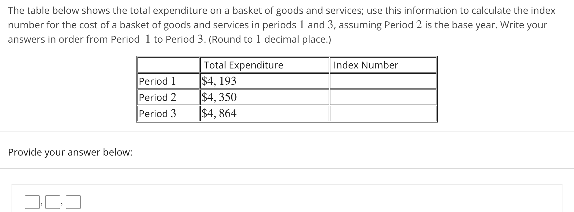 Solved The table below shows the total expenditure on a | Chegg.com