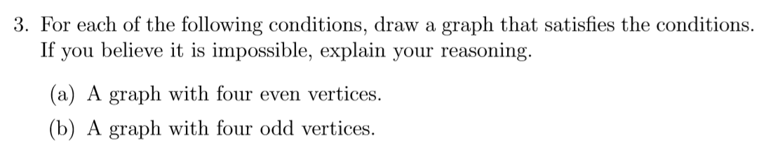 Solved 3. For each of the following conditions, draw a graph | Chegg.com