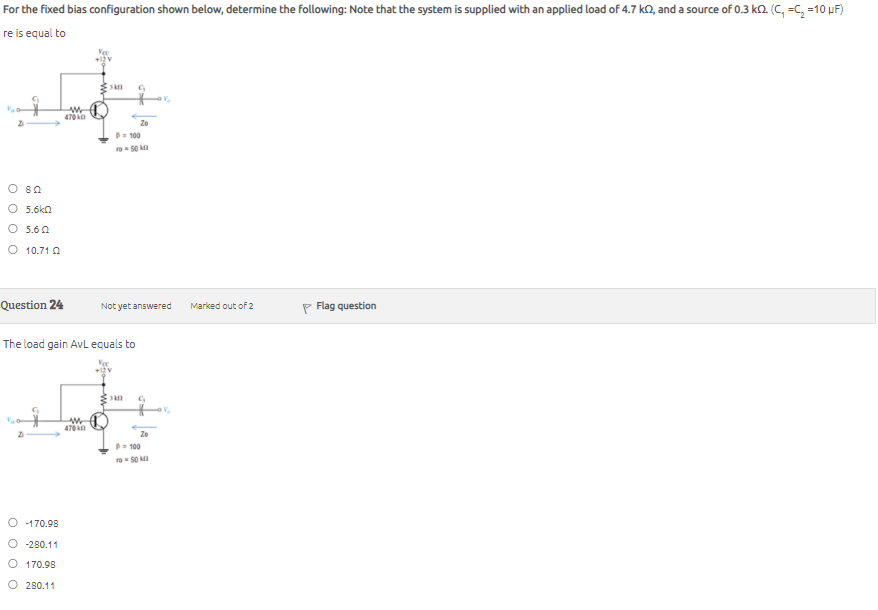 Solved For the fixed bias configuration shown below, | Chegg.com