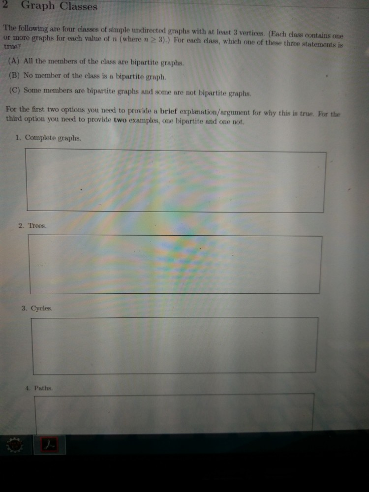 Solved 2 Graph Classes The following are four classes of | Chegg.com