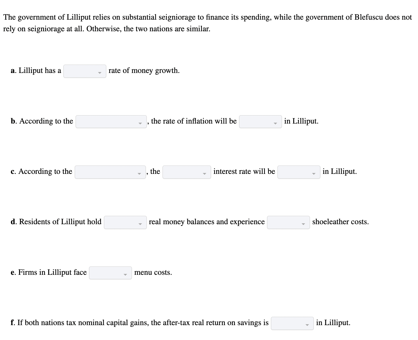 Solved The government of Lilliput relies on substantial | Chegg.com