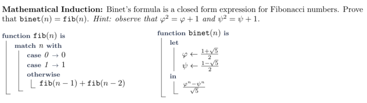 Solved a = let Mathematical Induction: Binet's formula is a | Chegg.com
