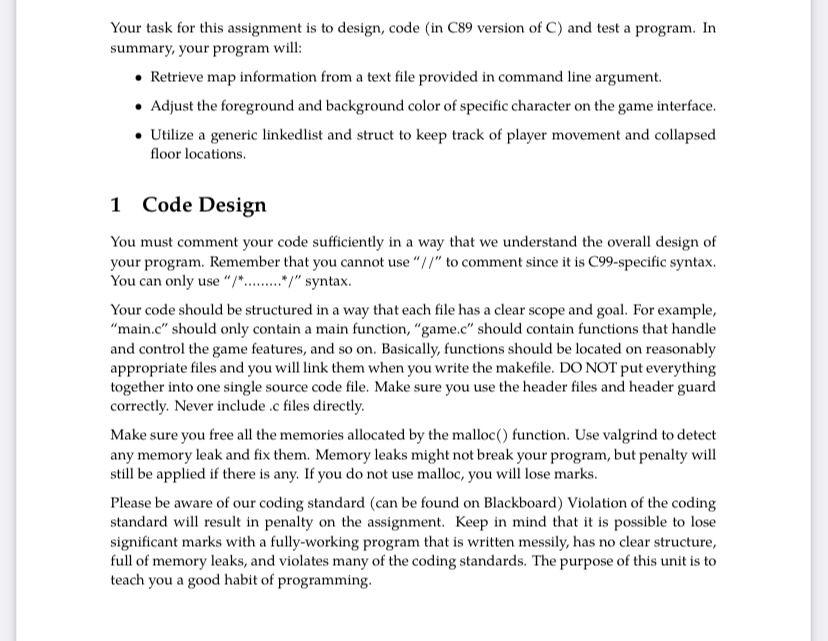 Solved Your task for this assignment is to design, code (in | Chegg.com