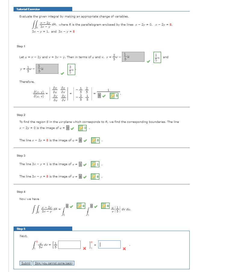 Solved Tutorial Exercise Evaluate the given integral by | Chegg.com