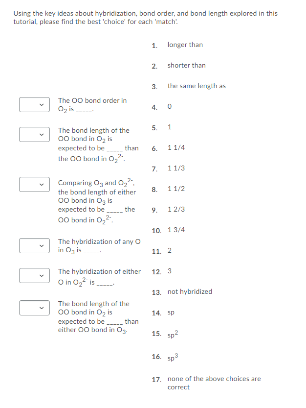 Solved Using the key ideas about hybridization, bond order, | Chegg.com