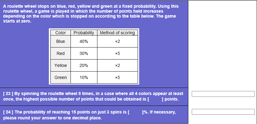 Solved A roulette wheel stops on blue, red, yellow and green | Chegg.com