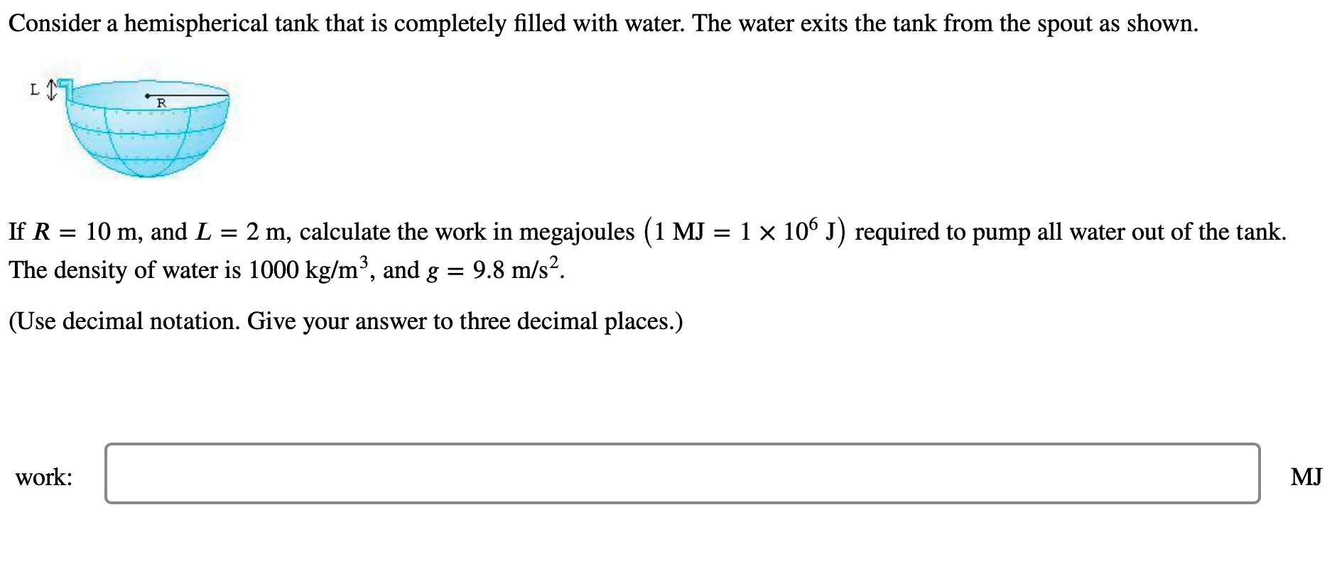 Solved Consider a hemispherical tank that is completely | Chegg.com