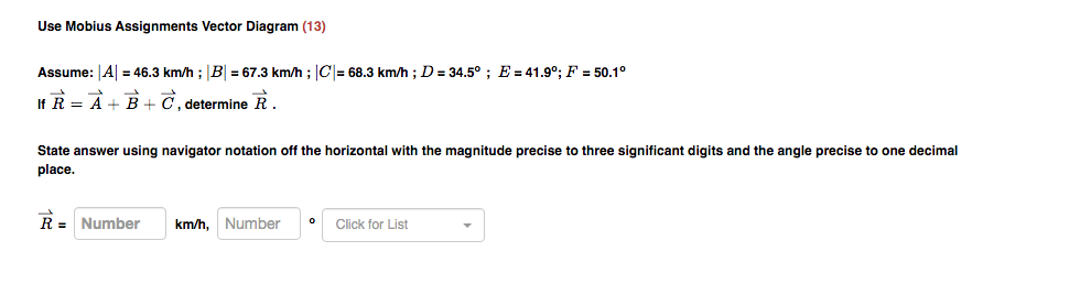 Solved Use Mobius Assignments Vector Diagram (13) Assume: A| | Chegg.com