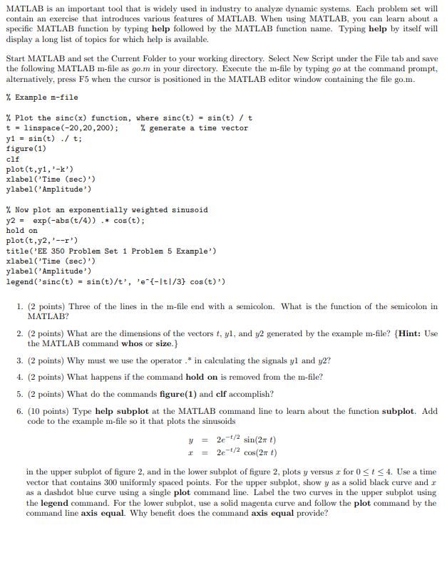 Solved MATLAB is an important tool that is widely used in | Chegg.com