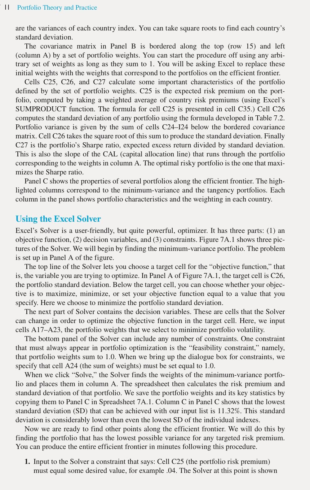 APPENDIX A: A Spreadsheet Model for Efficient | Chegg.com