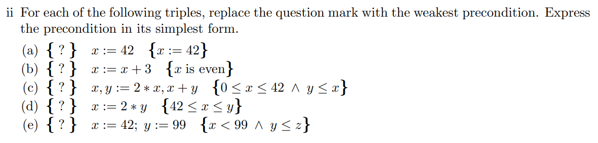 Solved ii For each of the following triples, replace the | Chegg.com