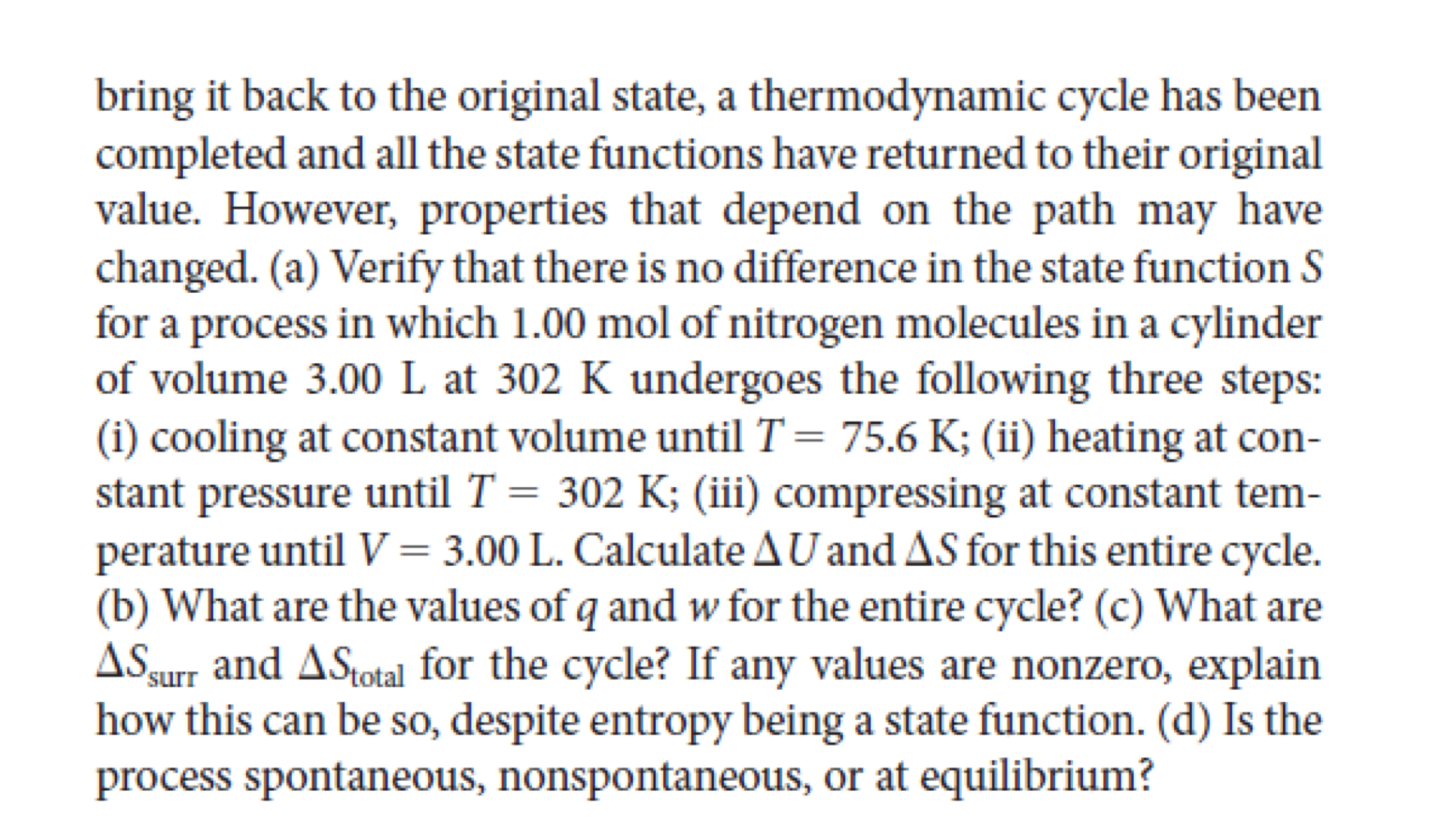 Solved 4.58 Because state functions depend on only the | Chegg.com