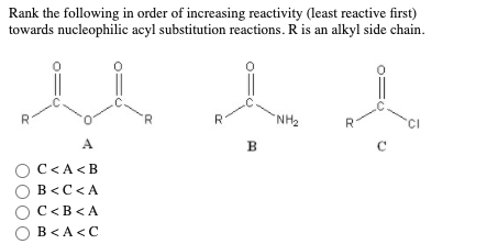 Solved Rank the following in order of increasing reactivity | Chegg.com