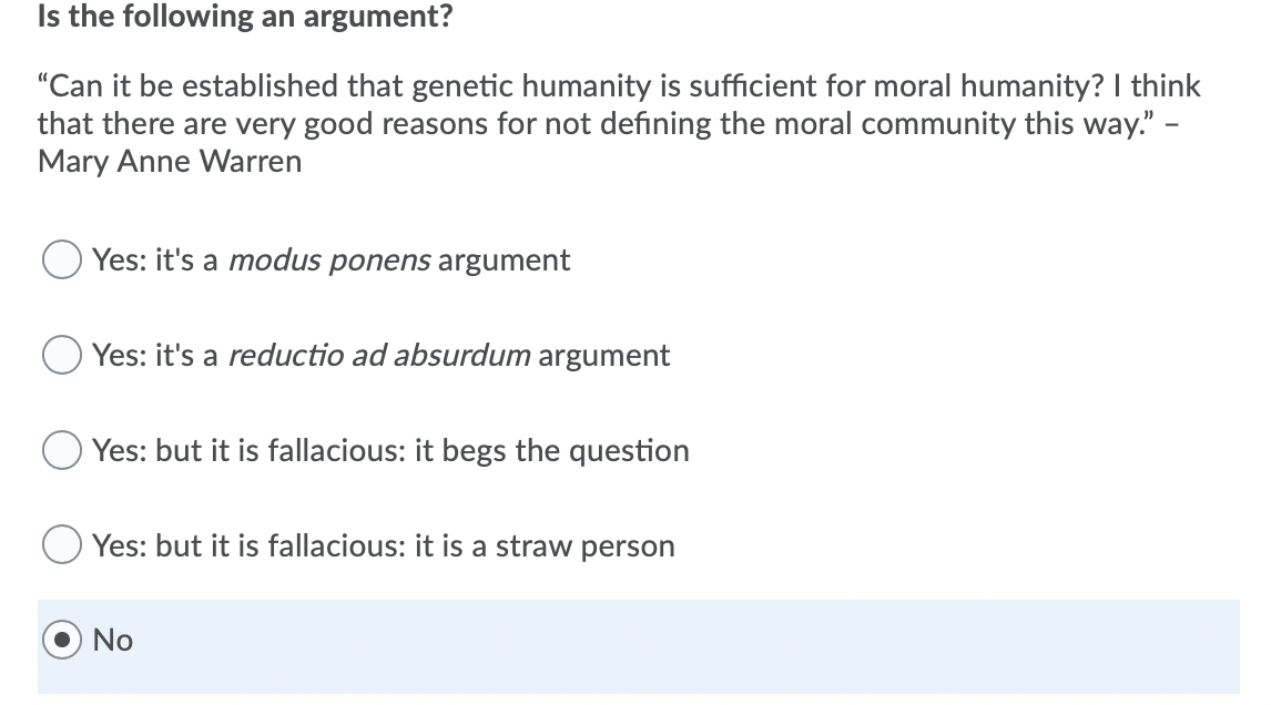 Solved Is the following an argument? "Can it be established | Chegg.com