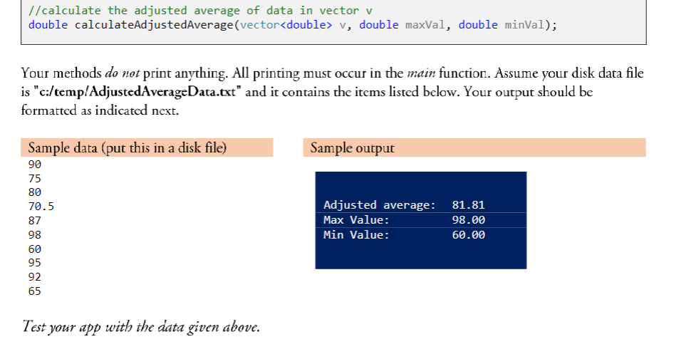 Solved Write a C++ program to calculate the Adjusted-Average | Chegg.com