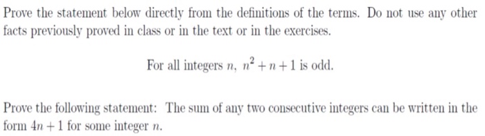 Solved Prove the statement below directly from the | Chegg.com