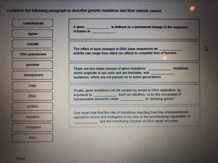 Solved Complete the following paragraph to describe genetic | Chegg.com