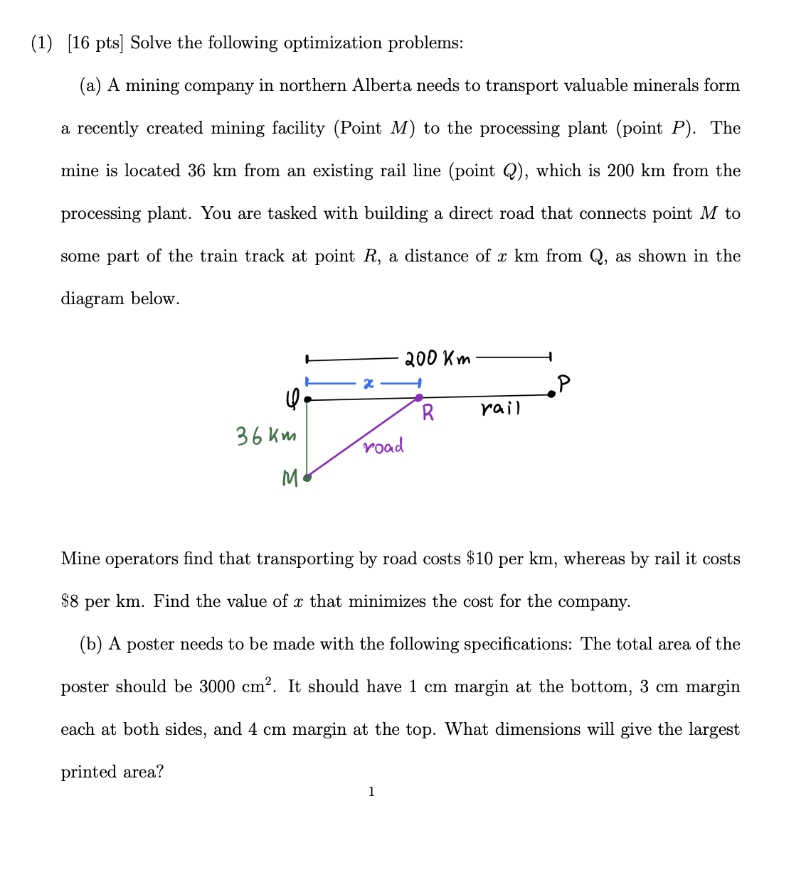 Solved (1) [16 ﻿pts] ﻿Solve the following optimization | Chegg.com