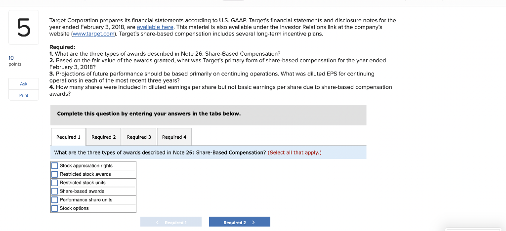 Solved 5 Target Corporation prepares its financial | Chegg.com