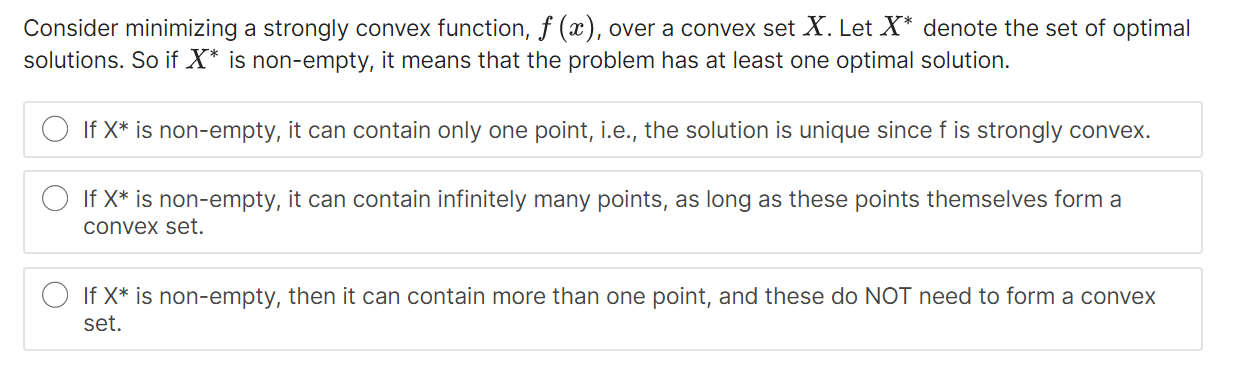 Solved Consider minimizing a strongly convex function, f(x), | Chegg.com