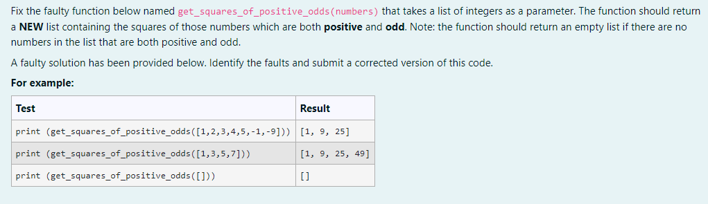 Solved Fix the faulty function below named | Chegg.com