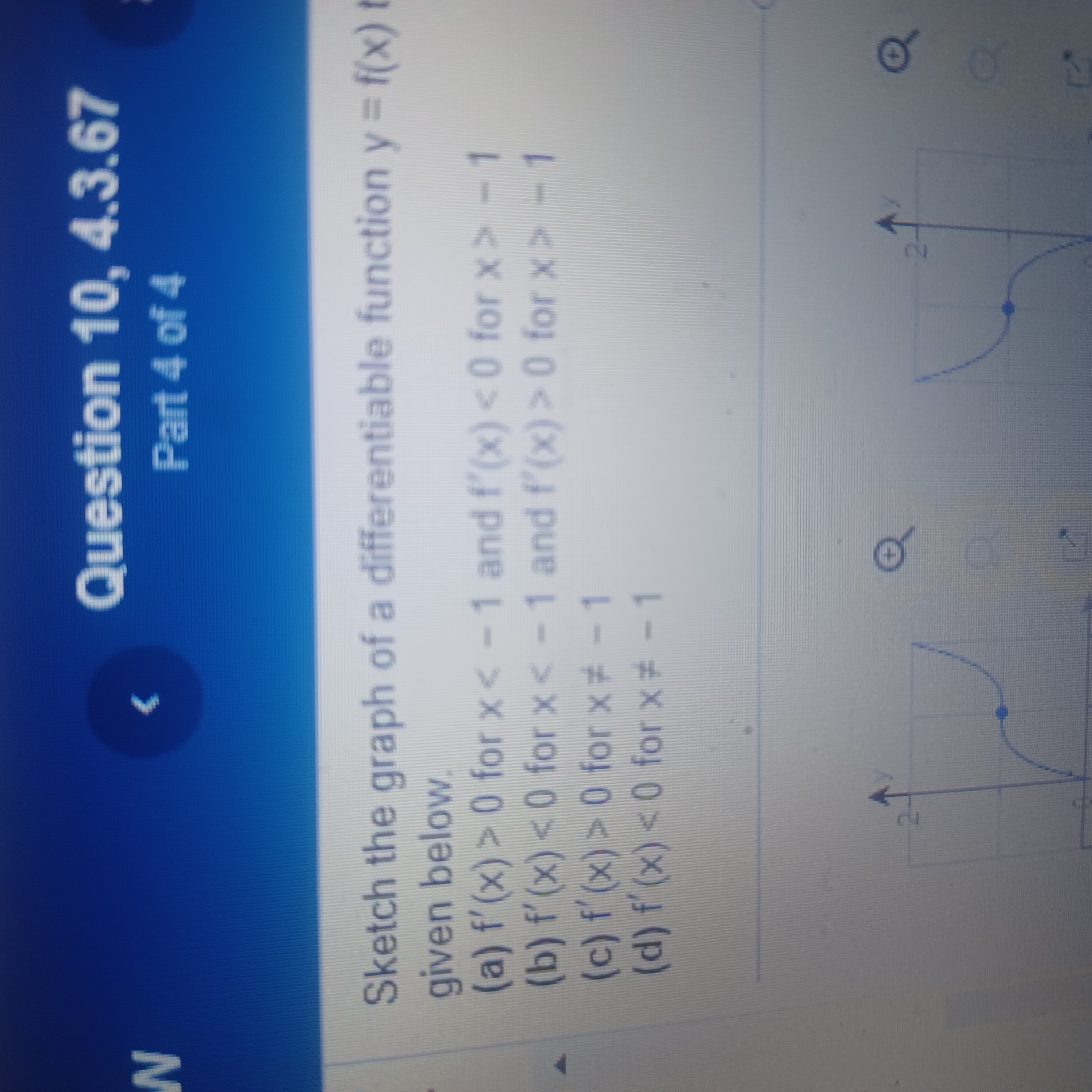 Sketch the graph of a differentiable function y=f(x) | Chegg.com