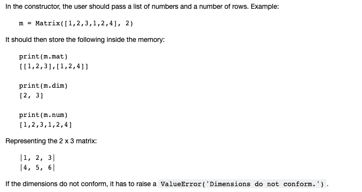 Solved In python create a class called "Matrix". You CANNOT | Chegg.com
