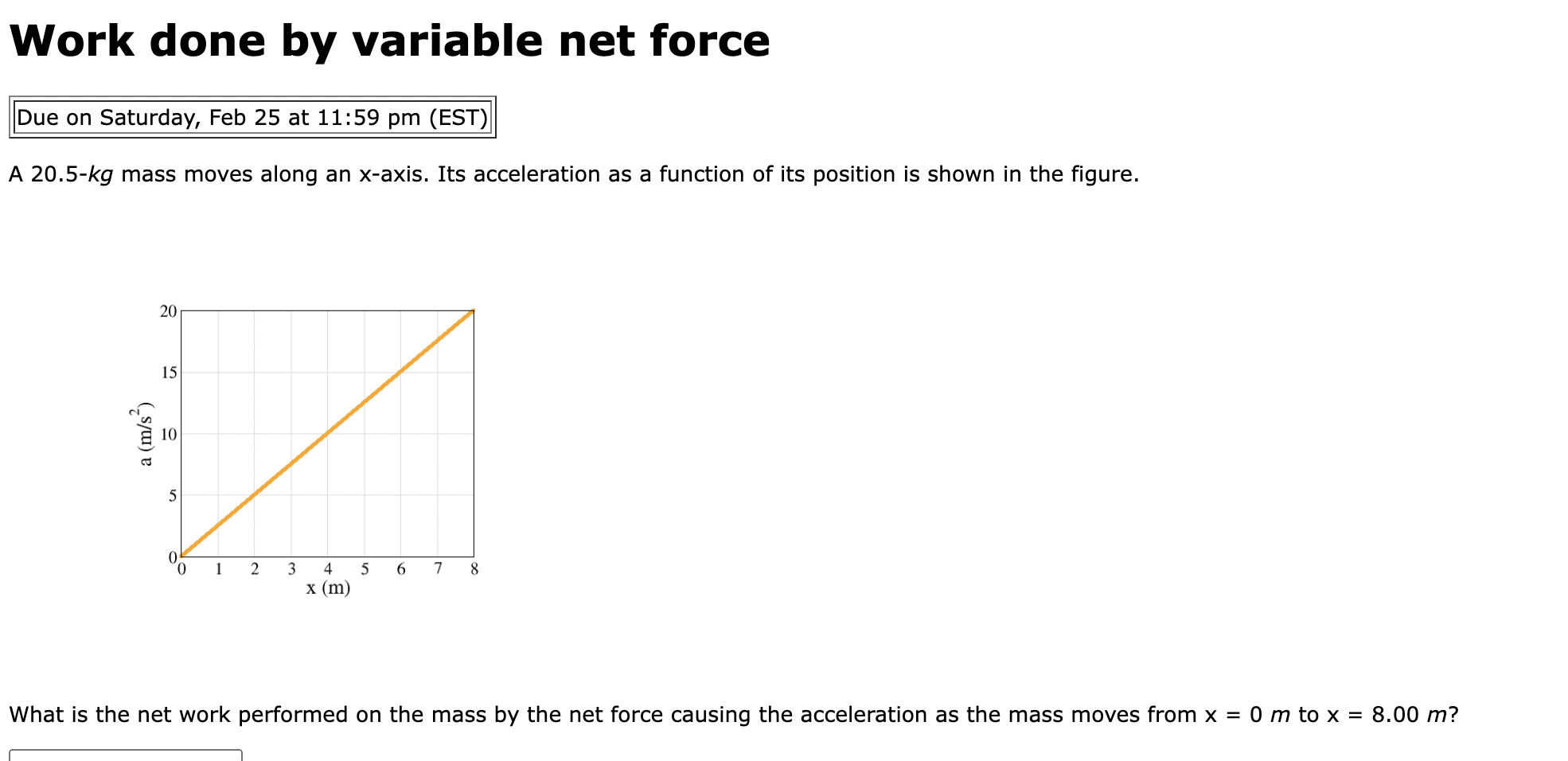 Solved Work done by variable net force A 20.5- kg mass moves | Chegg.com