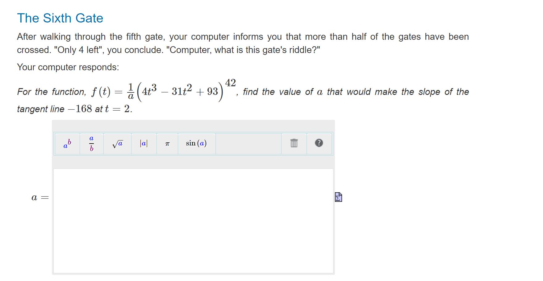 Solved The Sixth GateAfter walking through the fifth gate, | Chegg.com