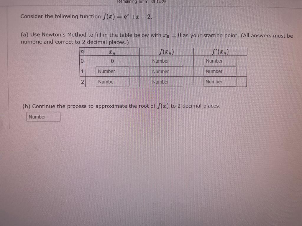 Solved Consider the following function f(x)=ex+x−2. (a) Use | Chegg.com