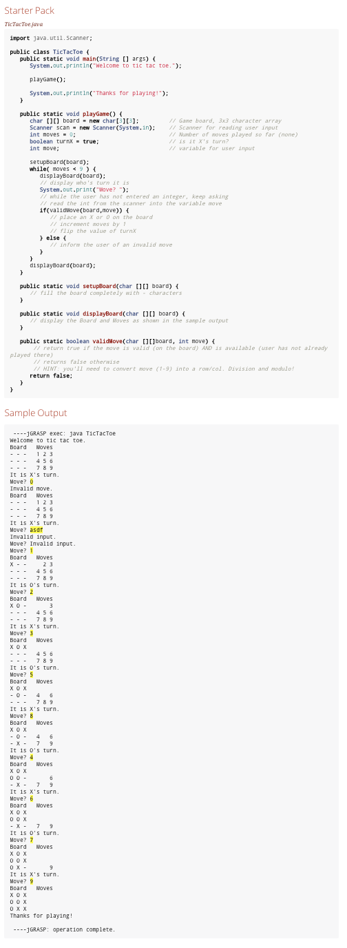Solved Task 5: A Tic Tac Toe Game (almost) Introduction | Chegg.com