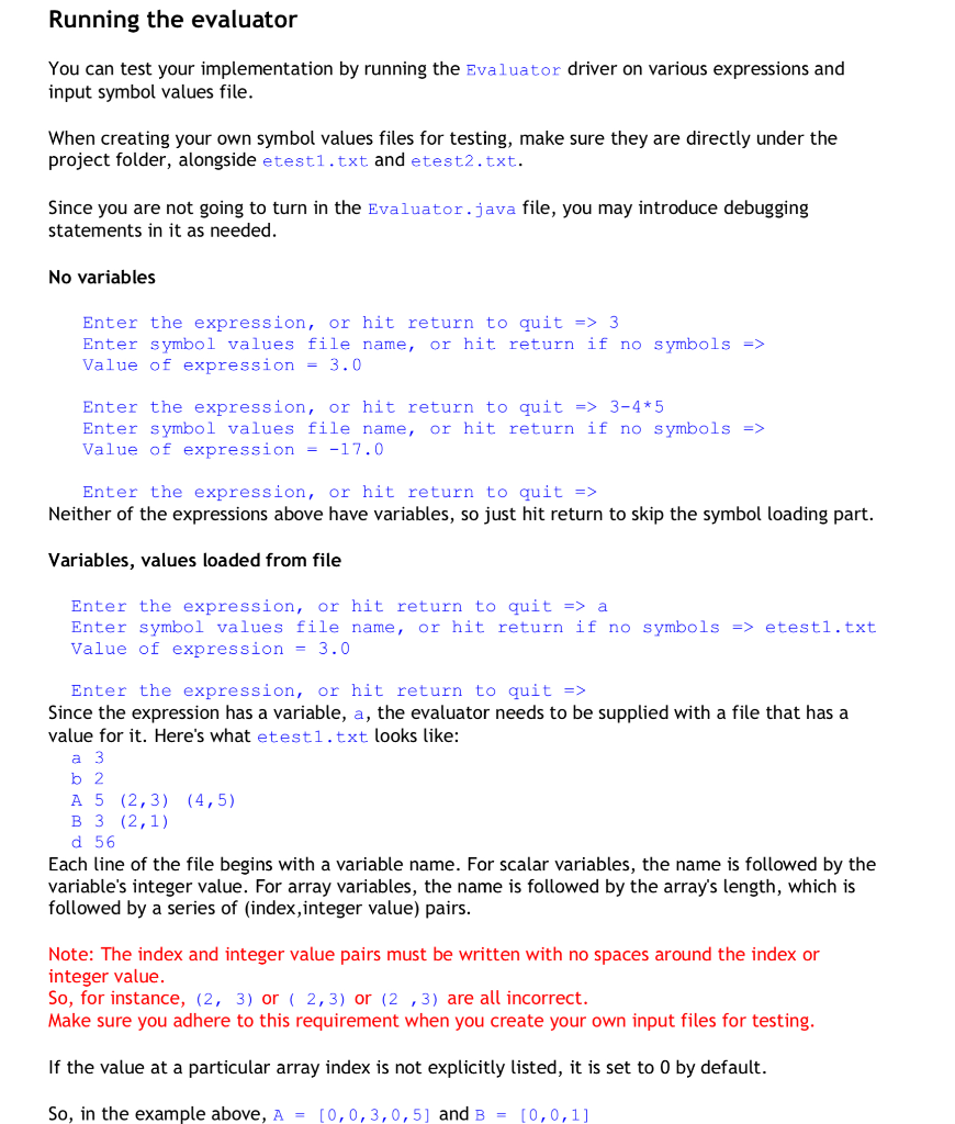 PROGRAMMING ASSIGNMENT 2 Expression Evaluation | Chegg.com