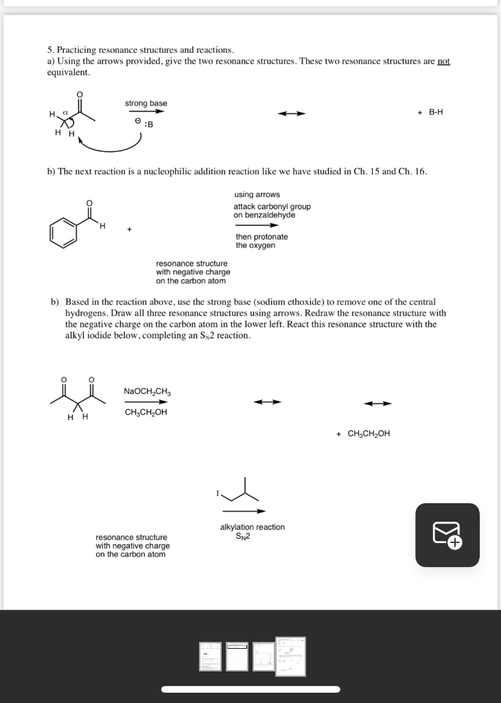 Solved 5. Practicing resonance structures and reactions. a) | Chegg.com