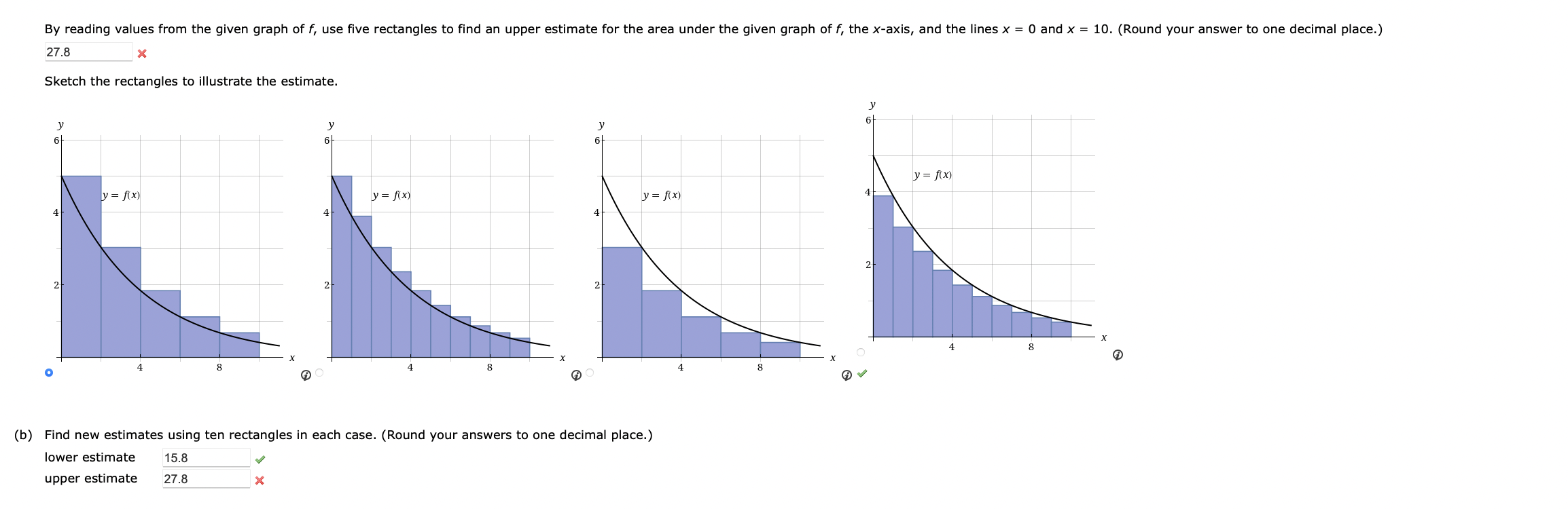 Solved Unless specified, all approximating rectangles are | Chegg.com