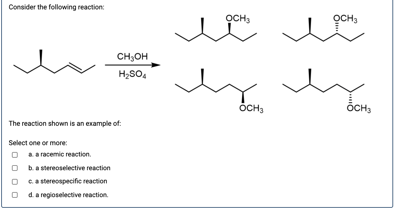 Solved Consider the following reaction: ОСН3 OCH3 CH3OH | Chegg.com