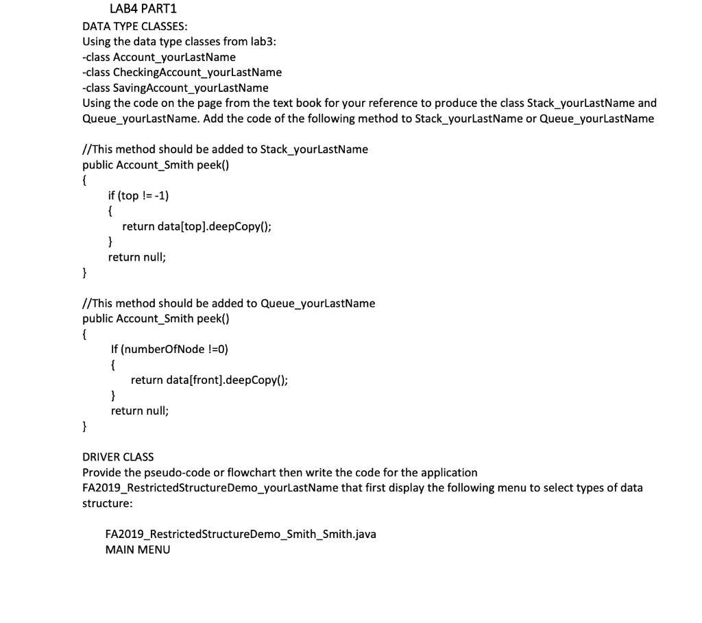 LAB4 PART1 DATA TYPE CLASSES: Using the data type | Chegg.com