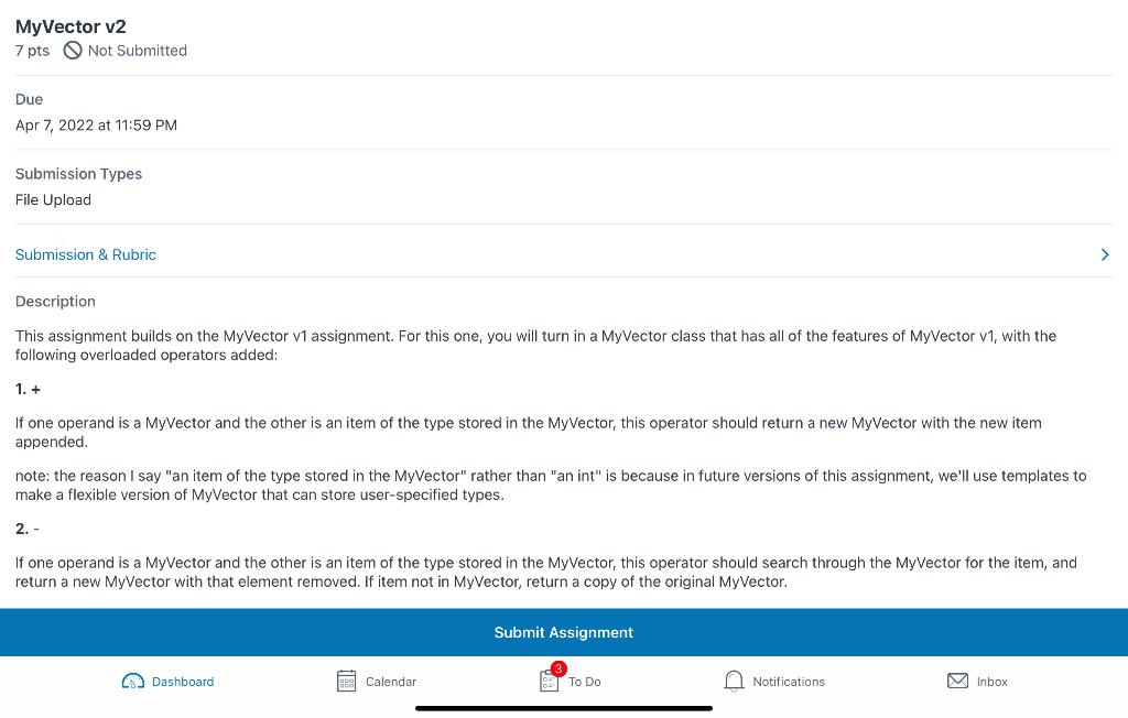 Solved My Vector v2 7 pts Not Submitted Due Apr 7, 2022 at | Chegg.com