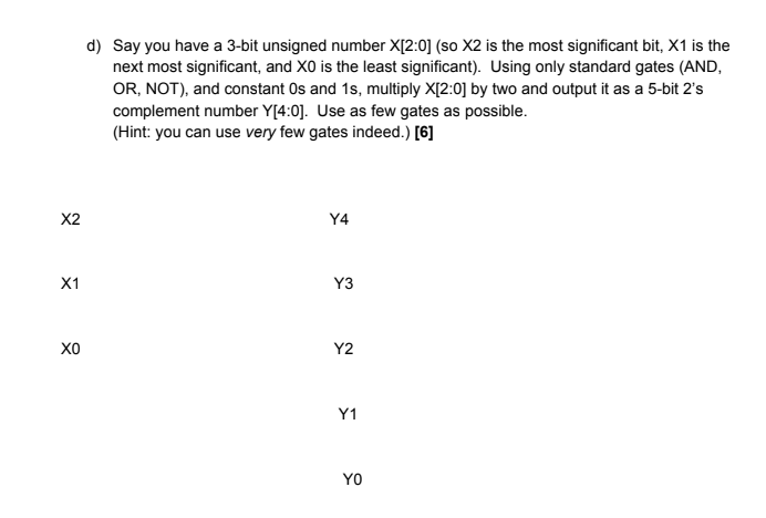 Solved d) Say you have a 3-bit unsigned number X[2:0] (so X2 | Chegg.com