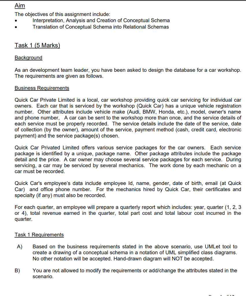 Solved Aim The objectives of this assignment include: - | Chegg.com
