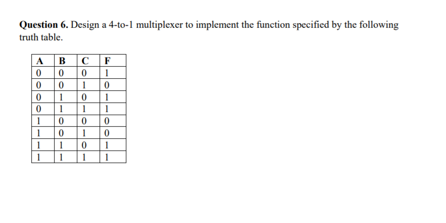 Solved Question 6 Design A 4 To 1 Multiplexer To Implement