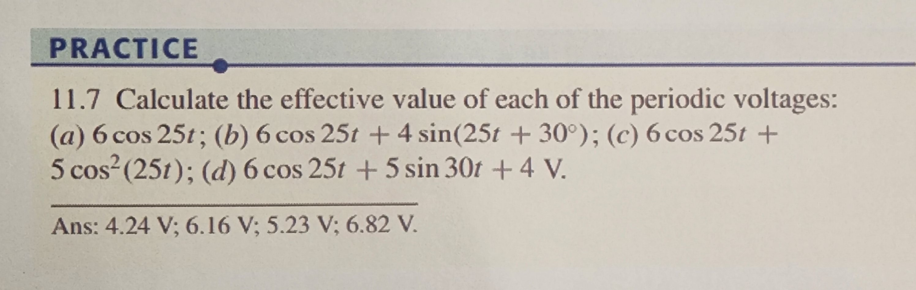 Solved 11.7 Calculate the effective value of each of the | Chegg.com