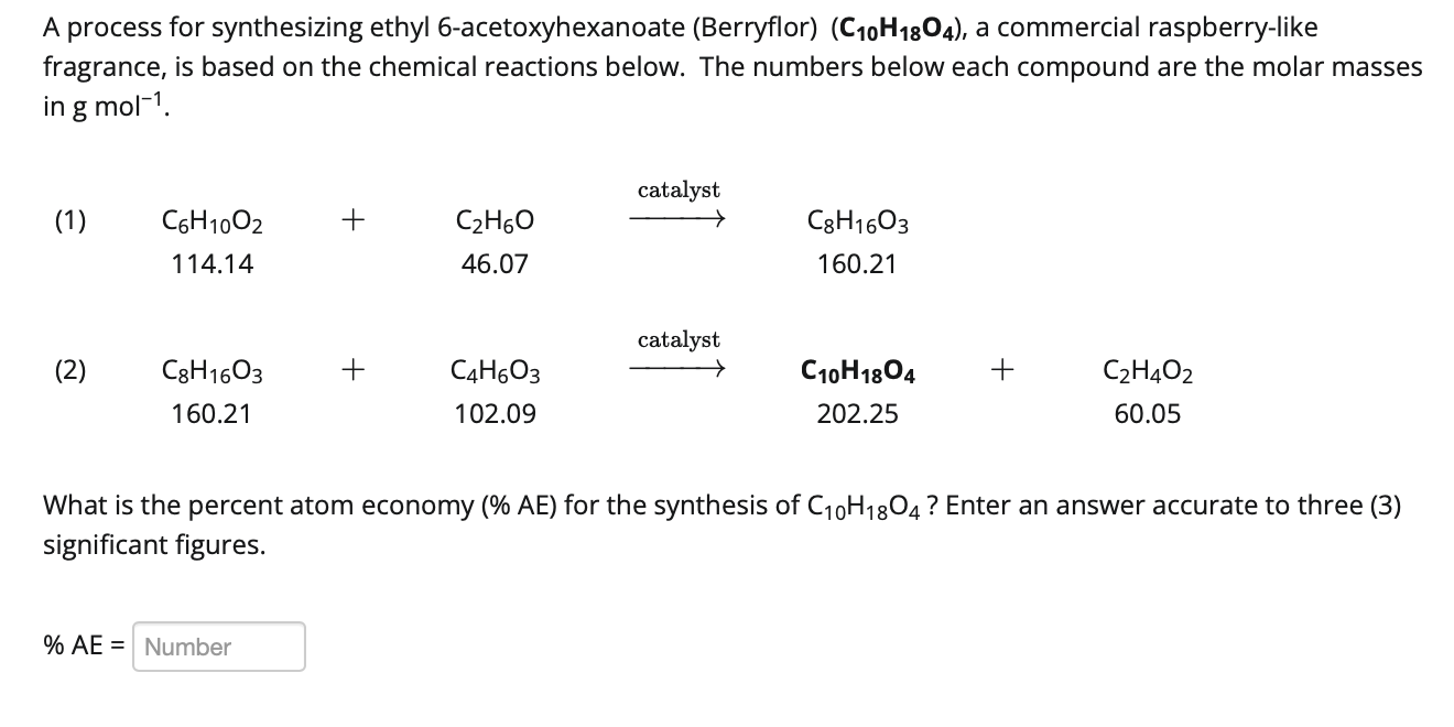 Solved A process for synthesizing ethyl 6-acetoxyhexanoate | Chegg.com