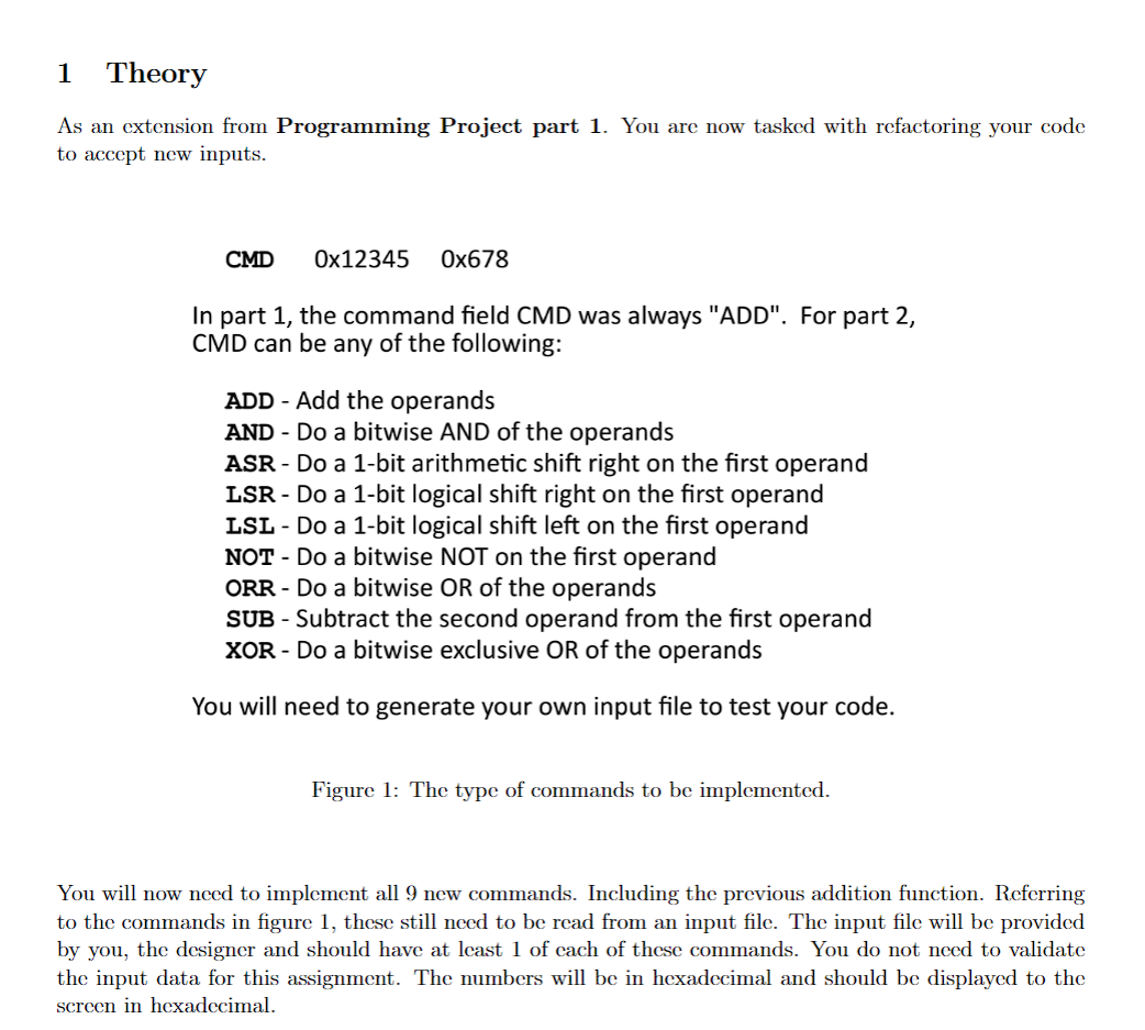 Solved 1 Theory As an extension from Programming Project | Chegg.com