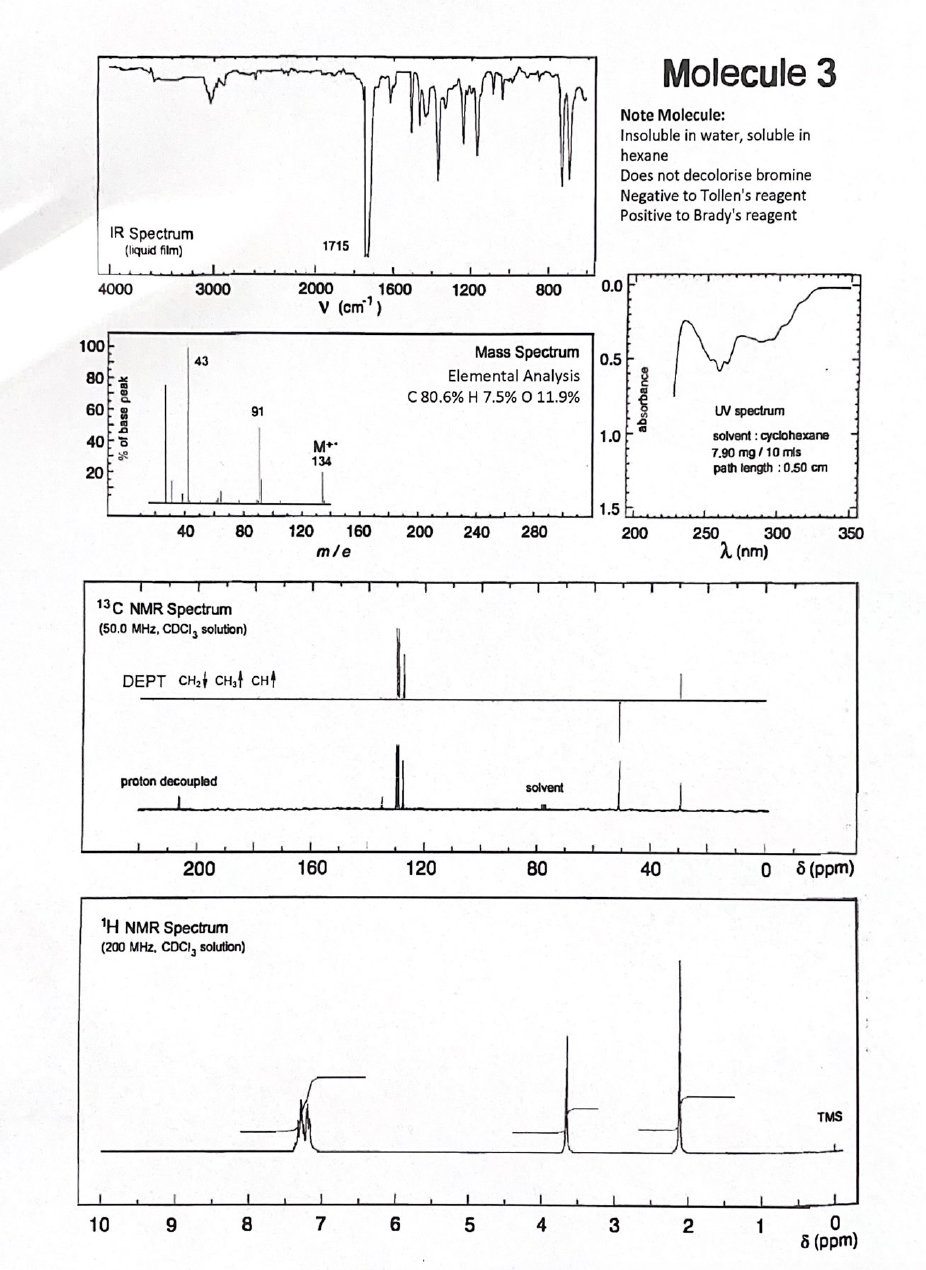 Solved A compound with a molecular formula C9H10O displays | Chegg.com